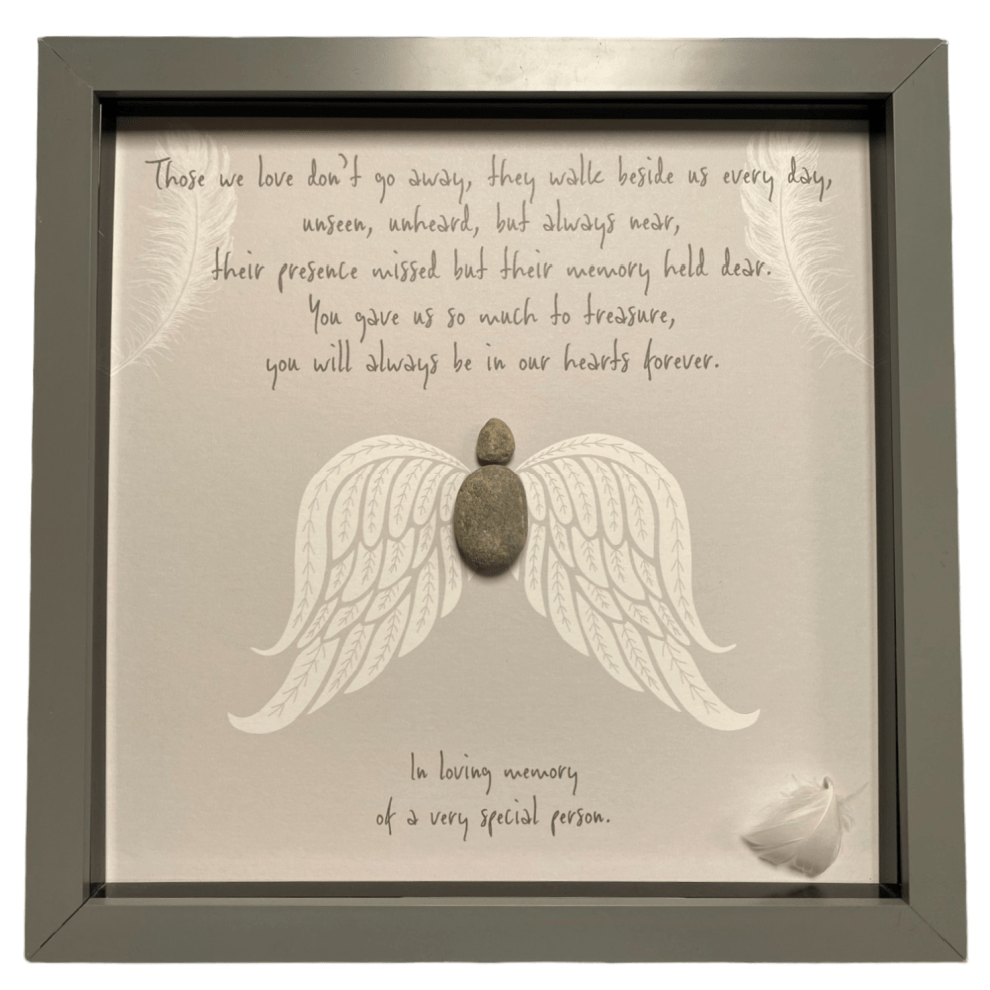 Large Pebble Art Those we Love don't go away Poem - Grey