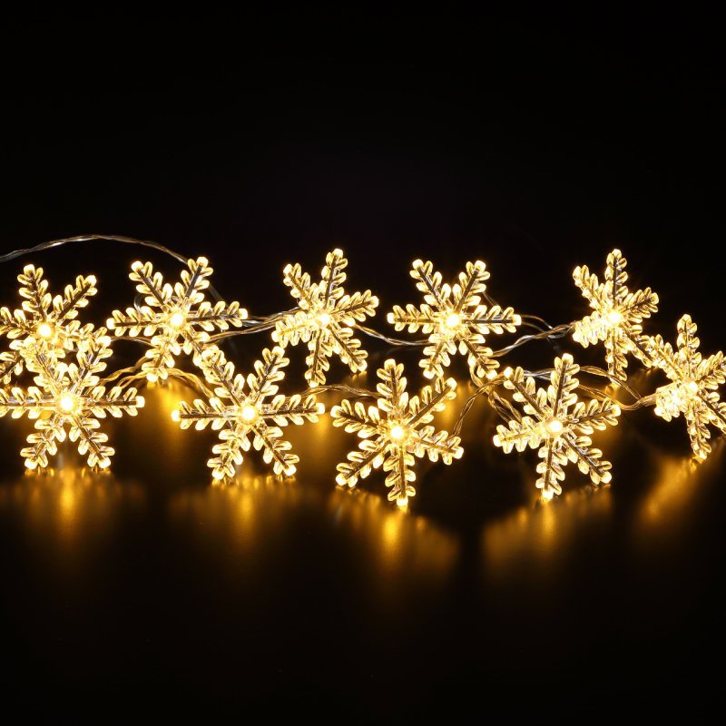 Noma 10 Warm White Large Snowflake String Light - Battery Operated ...