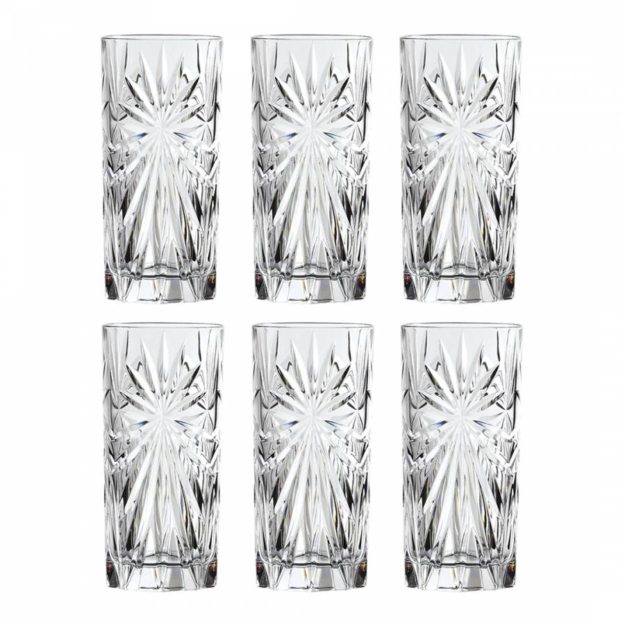 RCR Oasis Crystal Hi-Ball Tumbler Glasses Set of 6