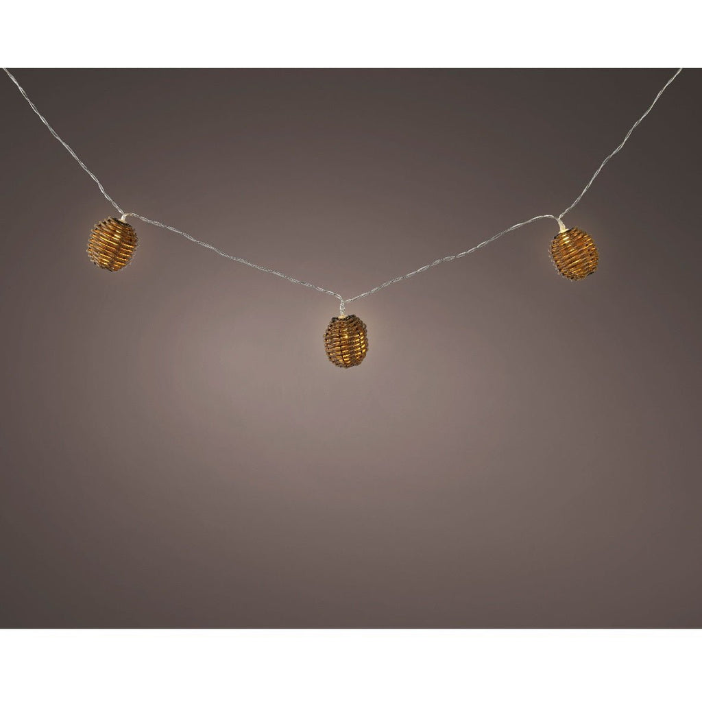 2.7m Natural Wicker Battery Operated String Lights with 10 LEDs