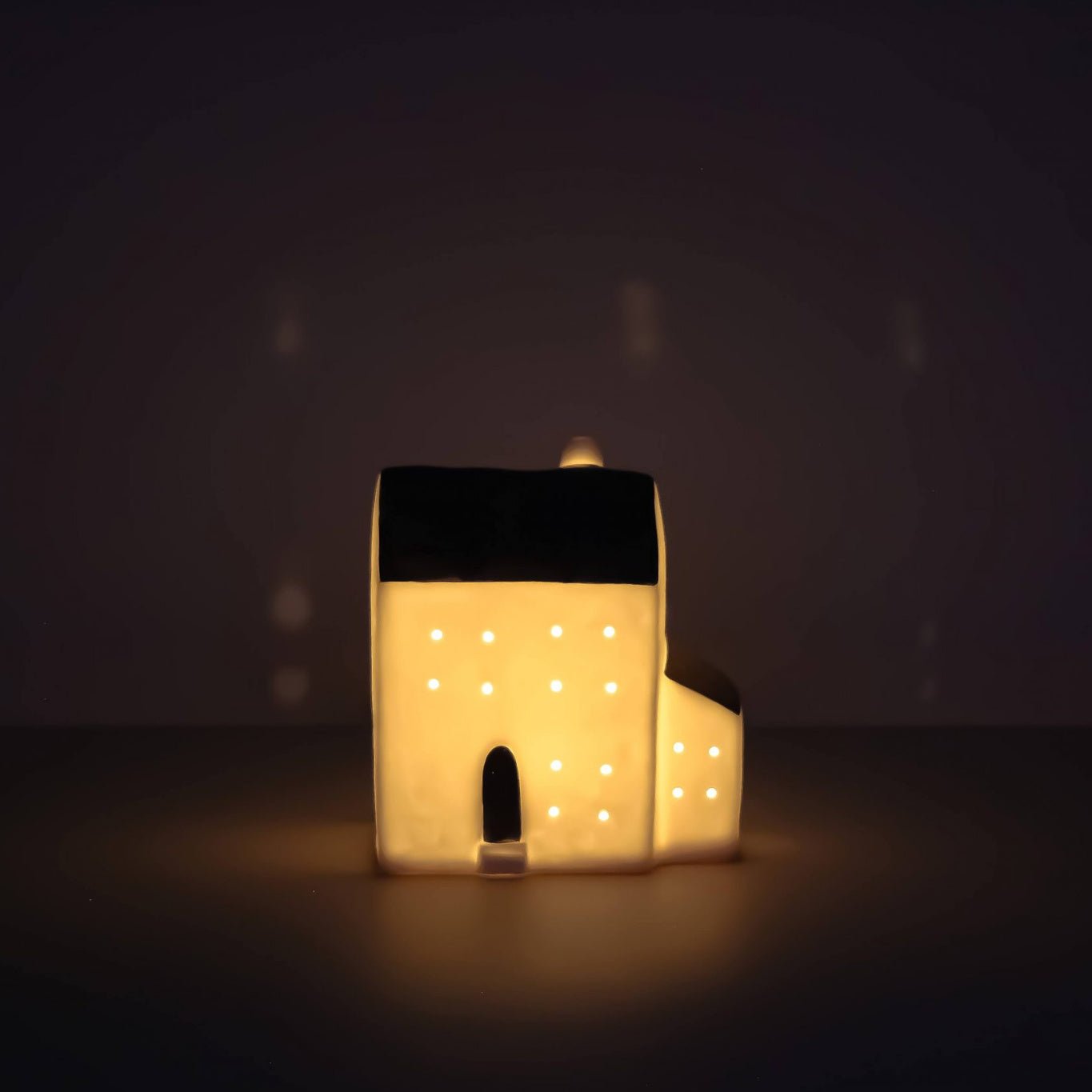 Ceramic LED House with Grey Roof 14cm