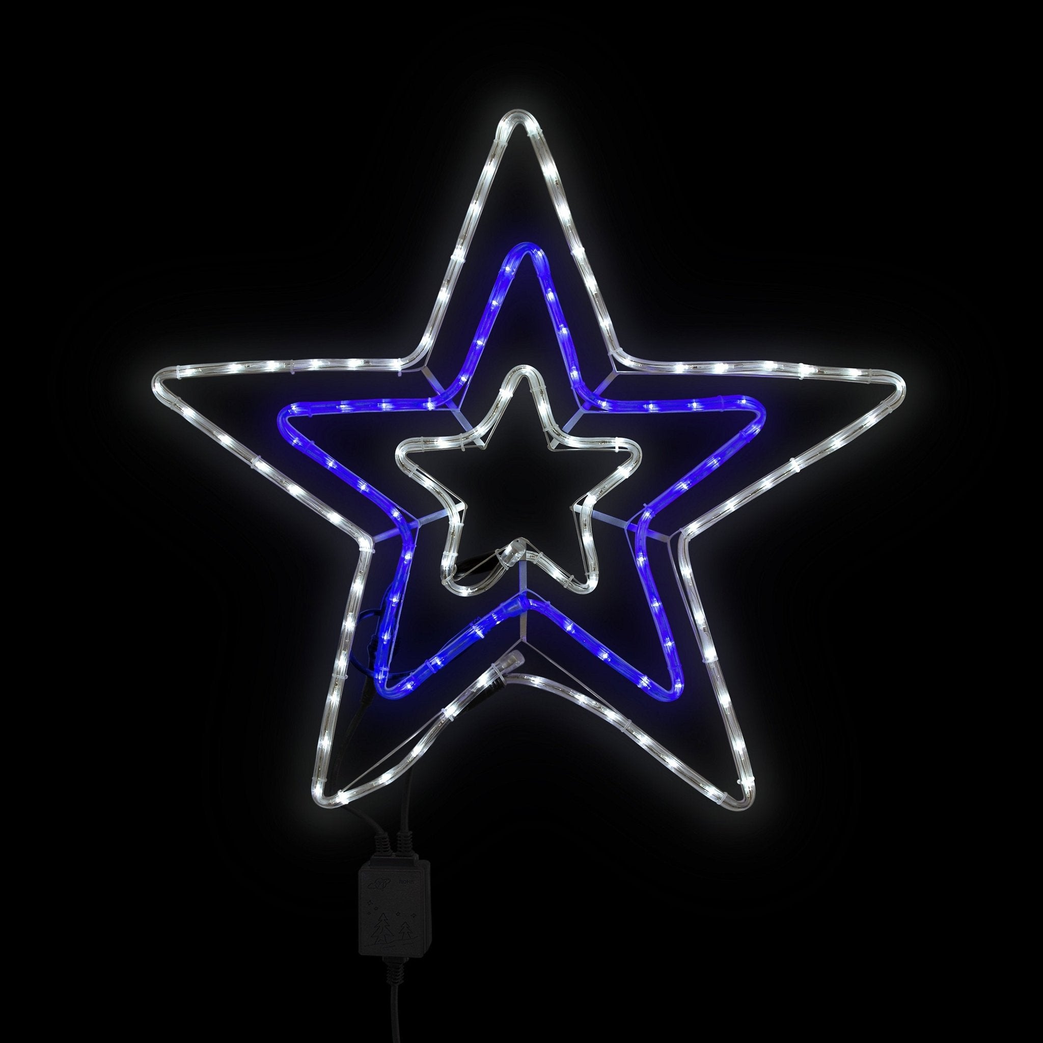 LED Star Rope Light Silhouette Blue & White Mains Operated
